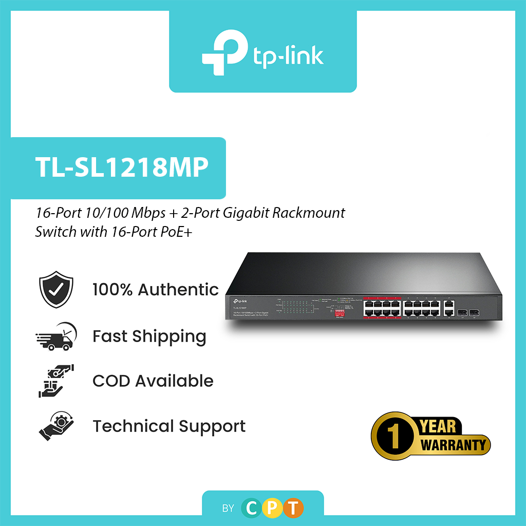 TP-Link TL-SL1218MP 16-Port 10/100Mbps + 2-Port Gigabit Unmanaged PoE Switch | Shopee Malaysia