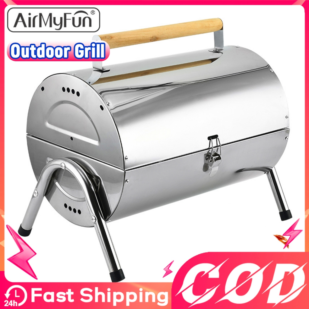 Portable Stainless Steel Grill Charcoal Grill Outdoor BBQ Grill Double ...