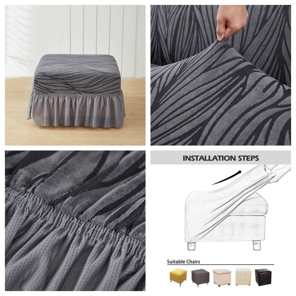 New skirt universal elastic reflection footstool cover sofa stool foot ...