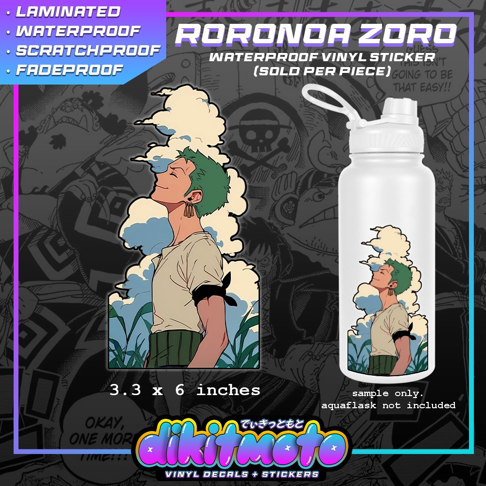 [dikitmoto] Roronoa Zoro 4 One Piece Waterproof Vinyl Sticker Laminated ...