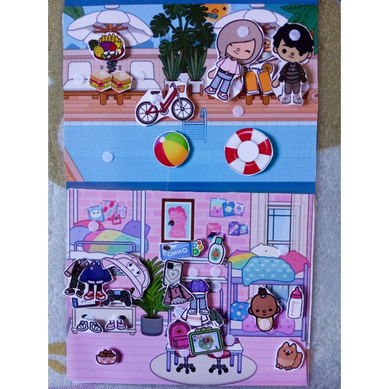 Toca boca paper doll family with swimming pool | Shopee Malaysia