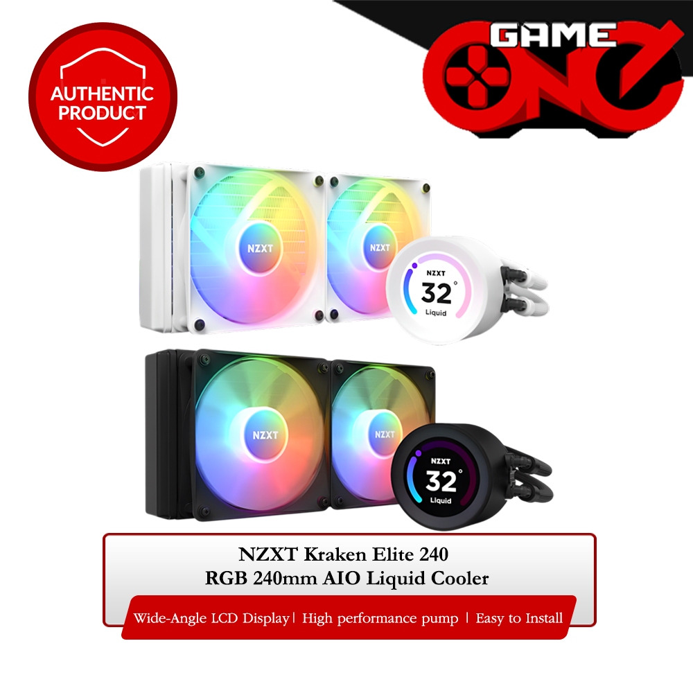 NZXT Kraken Elite 240 RGB 240mm AIO Liquid Cooler with LCD Display and ...