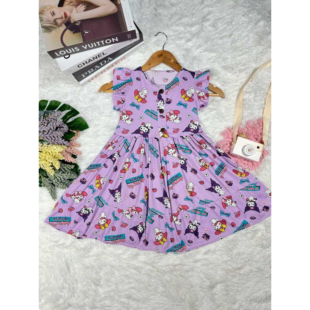 Crisha kuromi/Bkk Raffles Sleeve Dress for kids(3-5yrs old) | Shopee ...