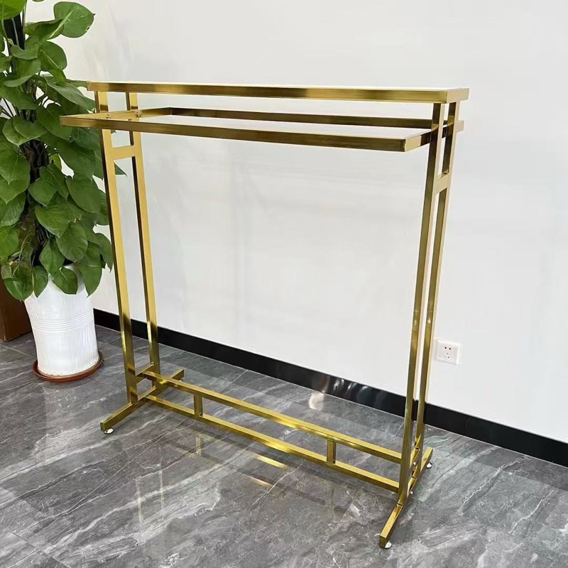 Titanium steel gold Stainless Steel Clothing Store Display Stand ...
