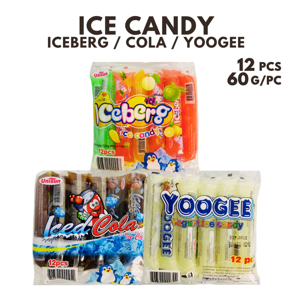 12 Pieces Ice Candy Iceberg / Cola / Yoogee Flavored Mixture In Plastic ...
