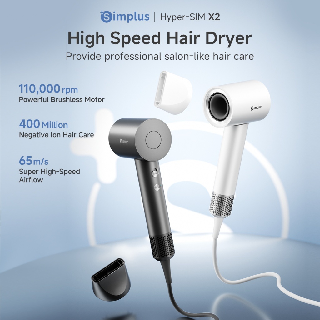 Simplus High Speed Hair Dryer with 3 Temperature Modes and 400 Million ...