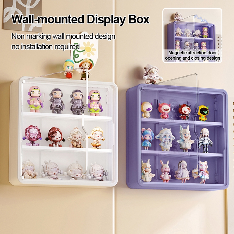Wall Mounted Acrylic Display Case Stackable Magnetic Transparent Popmart Dustproof Storage blind ...