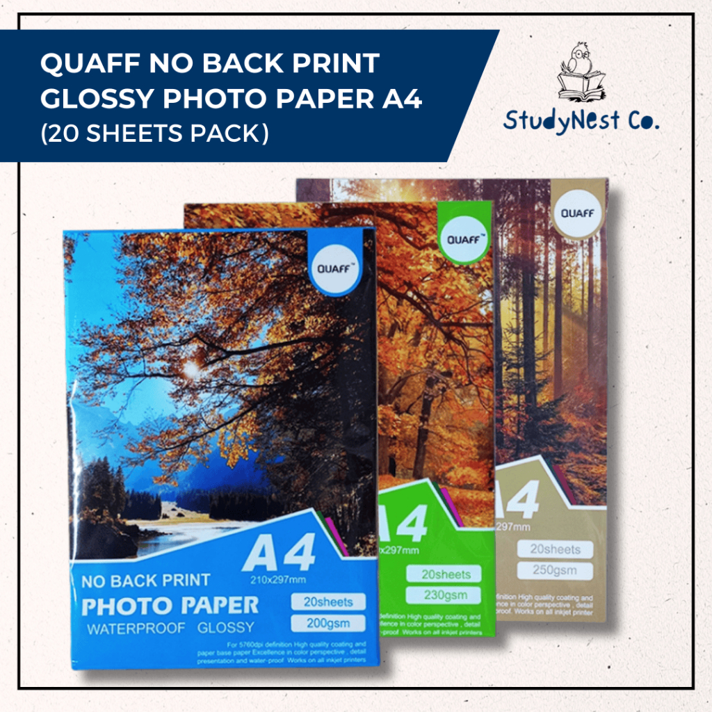 StudyNestCo | Quaff No Back Print Glossy Photo Paper A4 - 20 Sheets ...