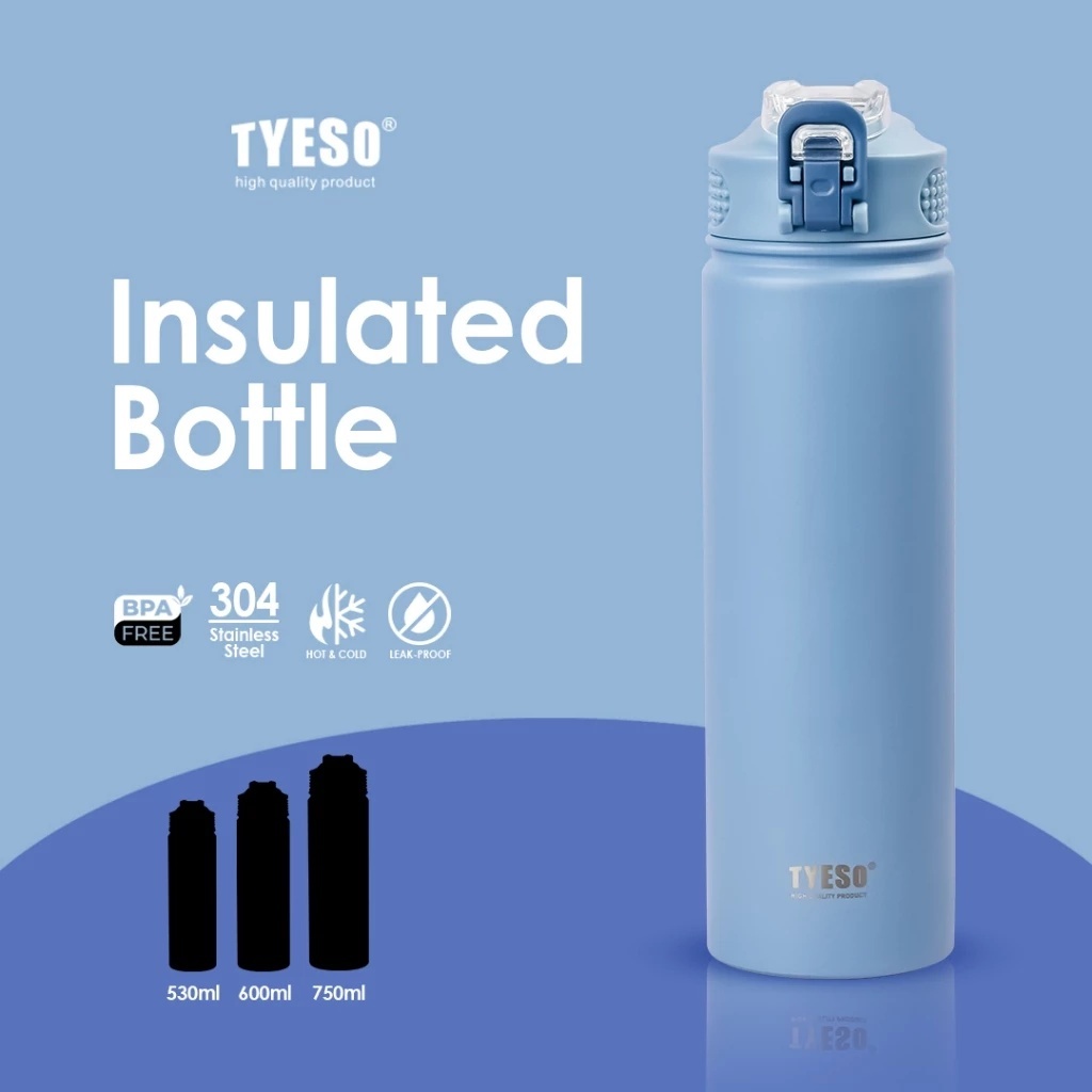 Tyeso Tumbler Vacuum Insulated Stainless Steel Water Bottle 530ML|600ML|750ML | Shopee Malaysia