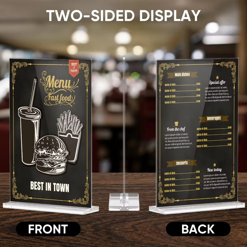 A4 A5 A6 Acrylic Menu Display Stand Double Side Clear Desk Display T ...