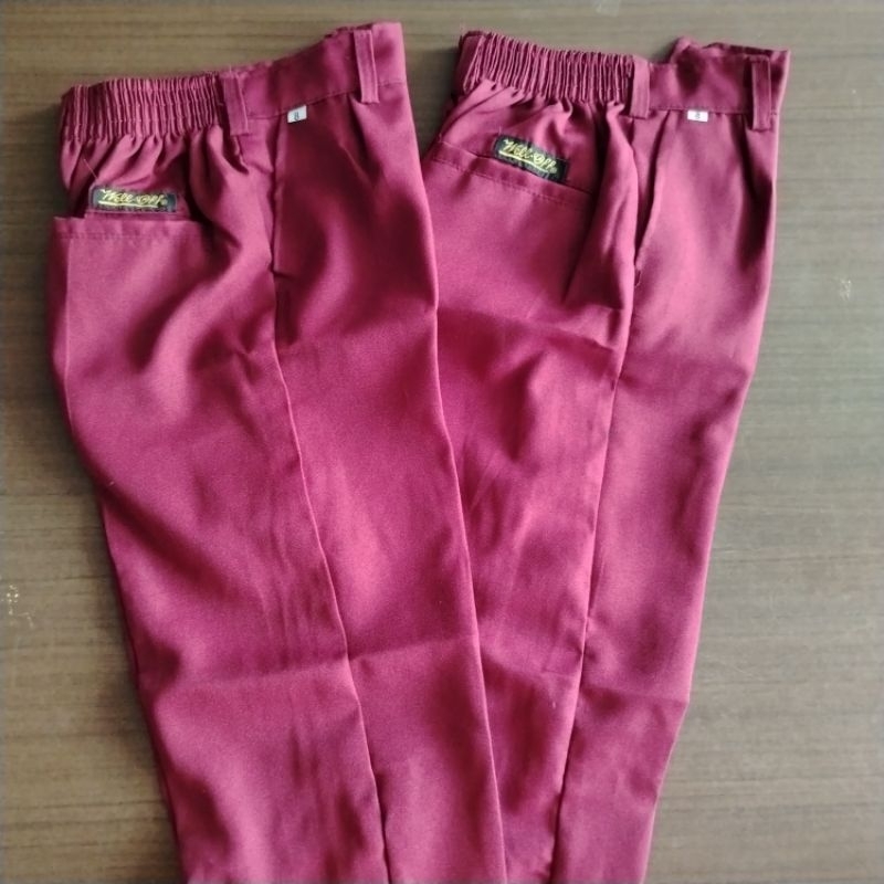 MAROON PANTS WELL OFF SLACK PANTS SCHOOL UNIFORM KATRINA FABRIC FOR ...