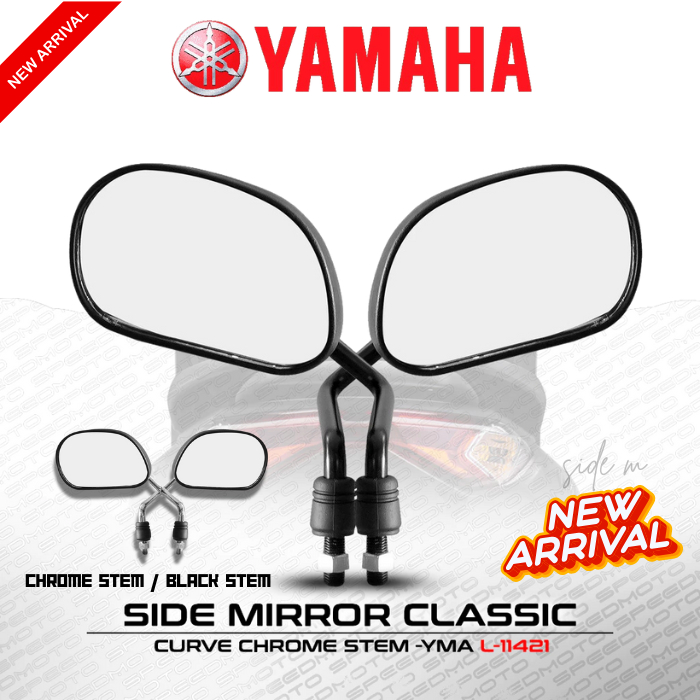 YAMAHA YTX LEGITMOTO ROUND CURVE CLASSIC STYLE SIDE MIRROR CHROME STEM ...