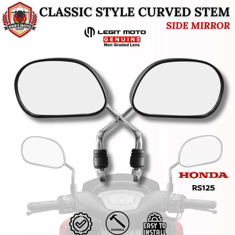 HONDA RS125 LEGITMOTO Classic Style Chrome/Black Curved Stem Non-Graded ...