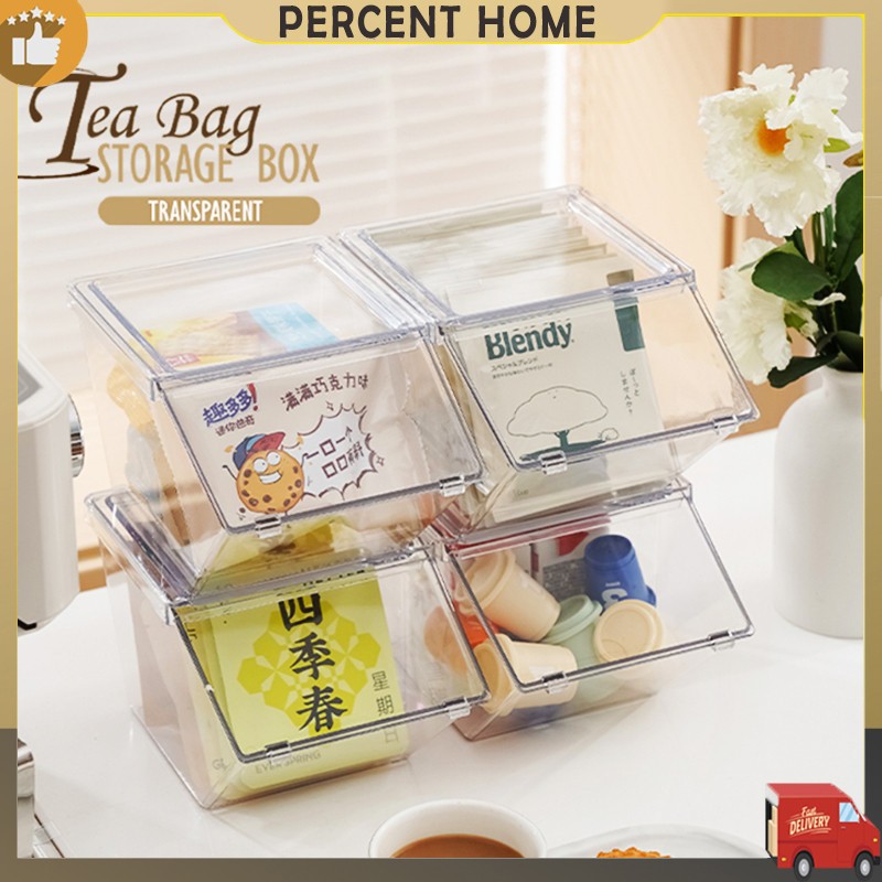 Acrylic Desktop Storage Box Fliptop Clear Case Organizer Transparent Stackable Bin For Sweet ...