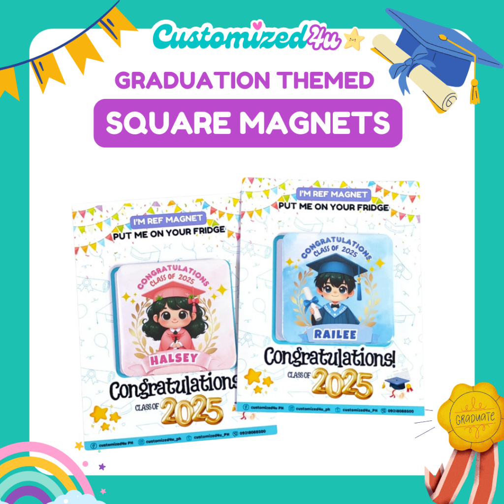 Customized Cute Graduation Themed Square Ref Magnets for Souvenirs ...