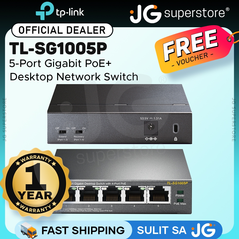 TP-Link 5 Port Gigabit Desktop PoE+ RJ45 High-Power Network Switch Hub ...