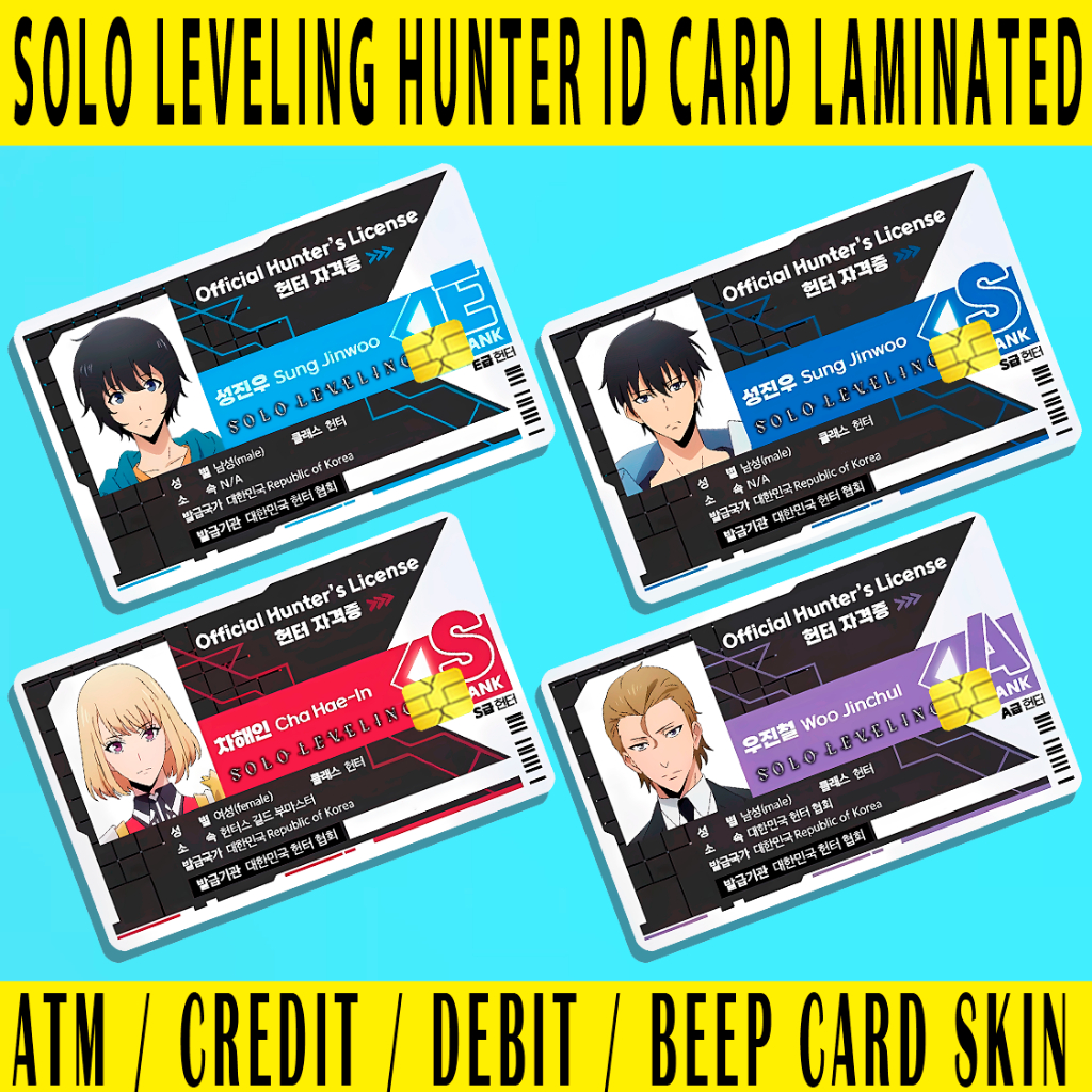 SOLO LEVELING HUNTER ID - (SKIN CARD STICKER) ATM/CREDIT/DEBIT/BEEP ...