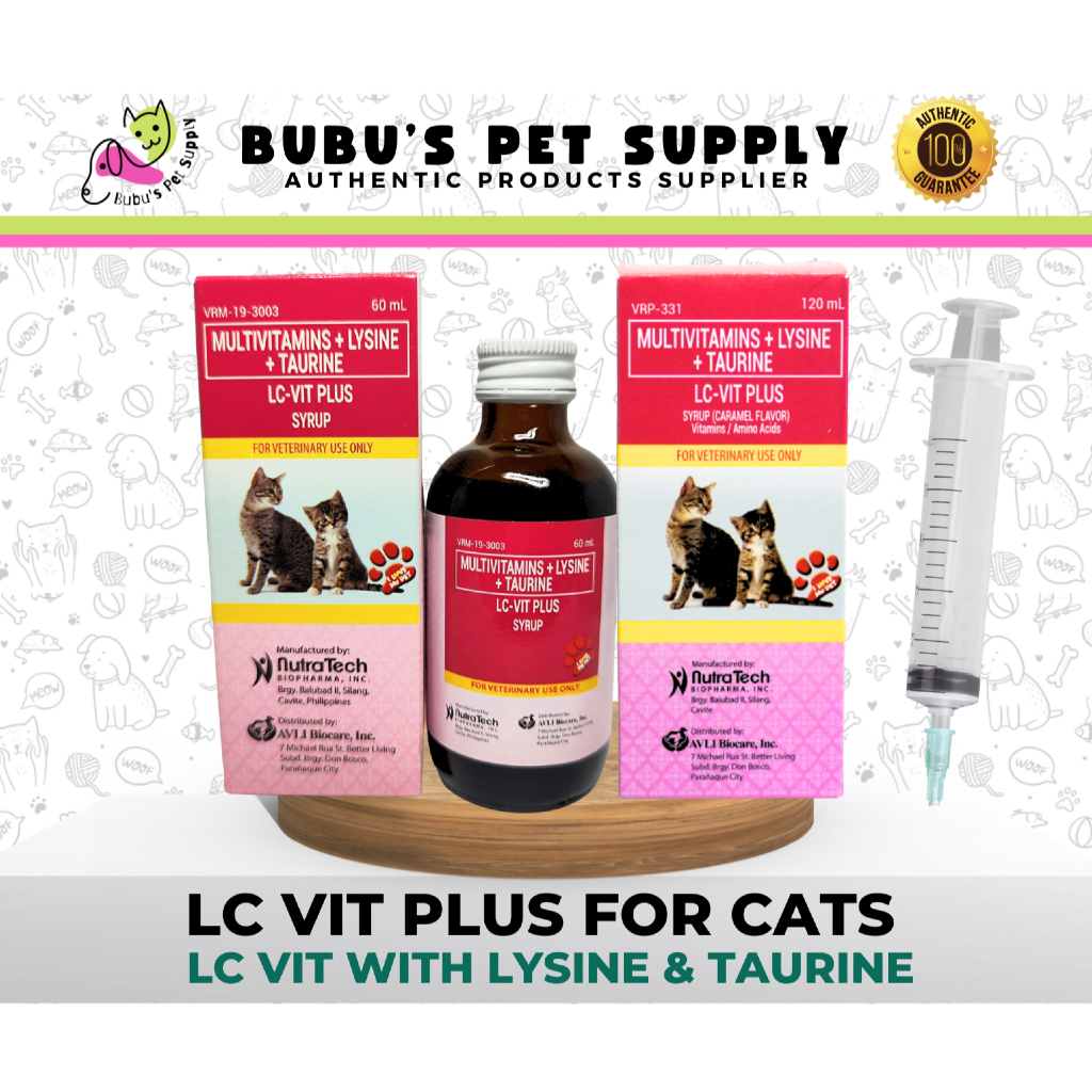 LC VIT PLUS FOR CATS LYSINE TAURINE MULTIVITAMINS WITH FREE SYRINGE ...