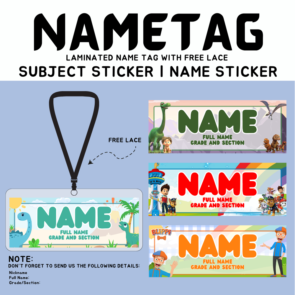 Customized Laminated Nametag/Subject stickers and Name Label for kids ...