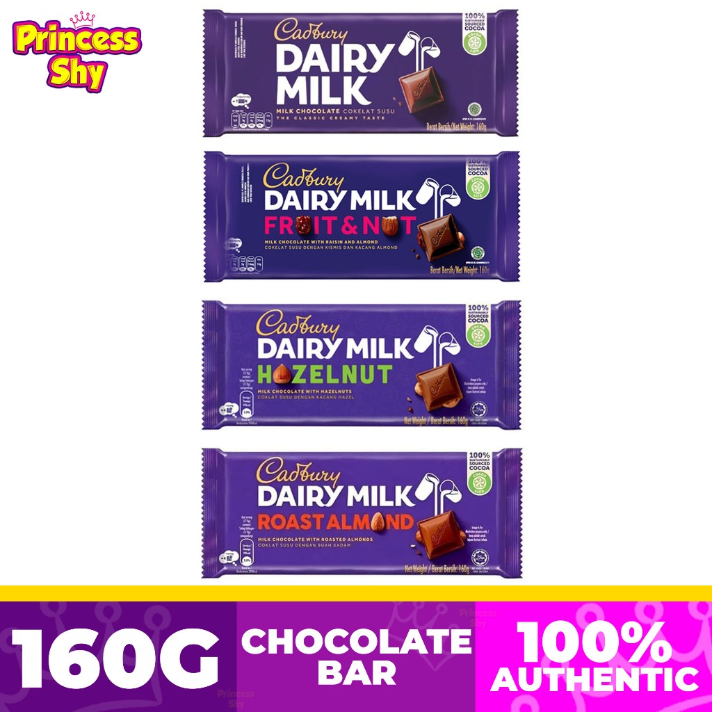 Cadbury Dairy Milk Chocolate bar 160g - Classic / Fruit & Nut ...