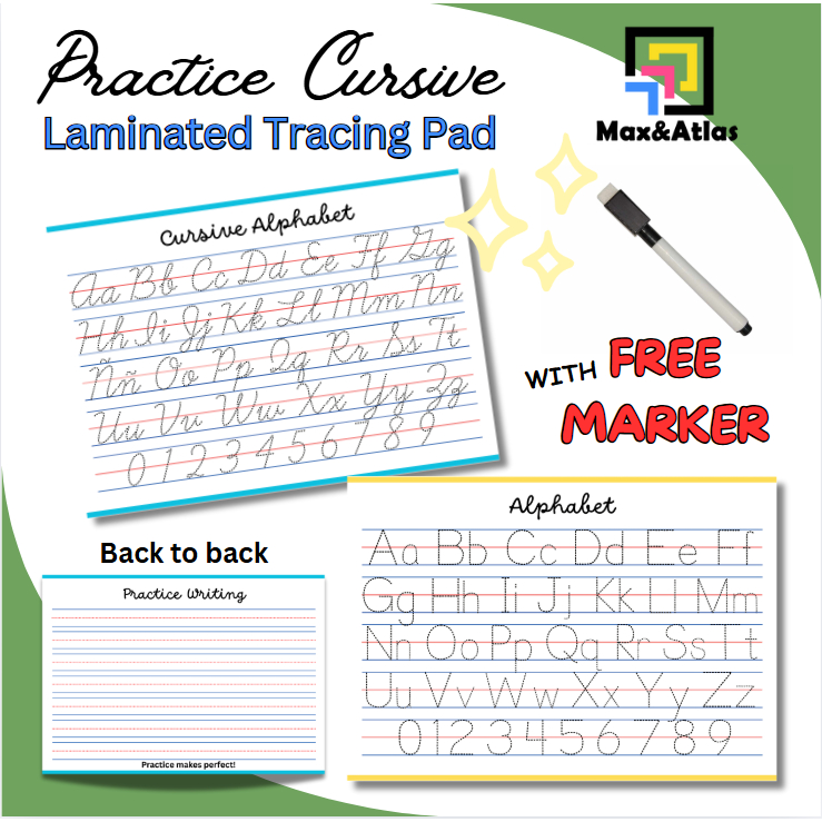 Tracing Pad Laminated (Cursive, Alphabet, Numbers) | Shopee Malaysia