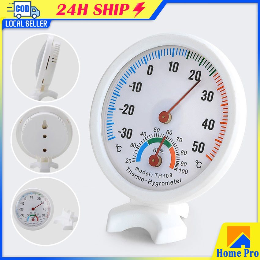 2 in 1 Thermometer Hygrometer Mini Clock-shaped Measuring Tool Round ...
