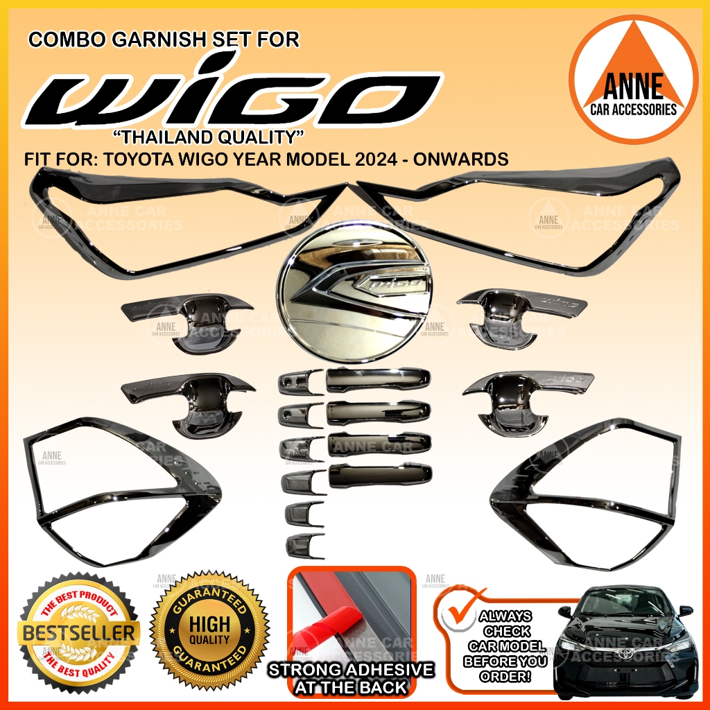 Garnish Cover for Toyota Wigo New 2024 2025 Black / Chrome Combo Set ...