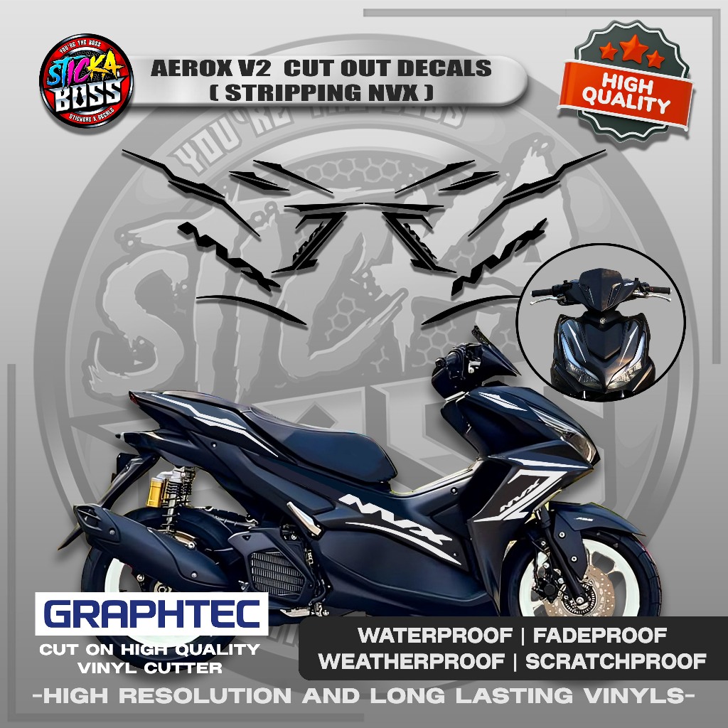 AEROX V2 CUT OUT DECALS ( STRIPPING NVX ) | VINYL WATERPROOF CUT-OUT ...