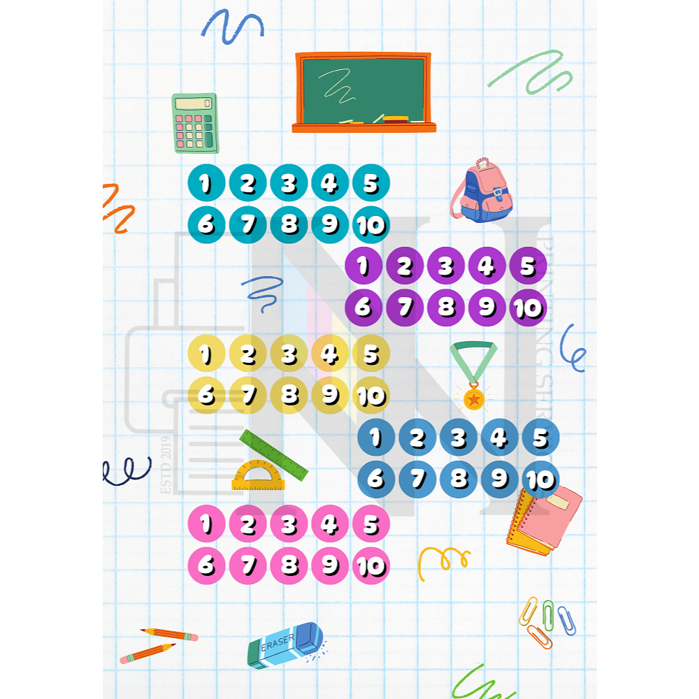 NUMBERS 1 to 10 COLORFUL SUBJECT NUMBERS/NUMBERING LABELS FOR NOTEBOOK ...
