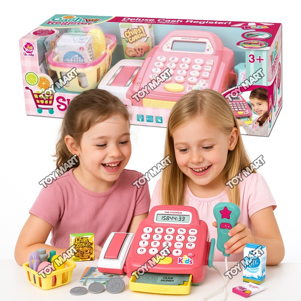 Supermarket Pretend Play Cash Register Cashier Toy for Girls & Boys ...