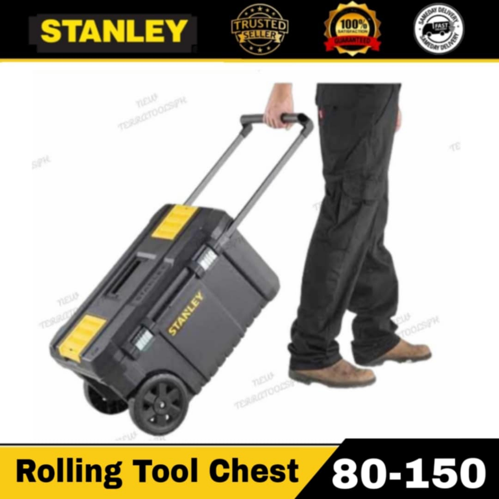 Stanley Essential 50L Chest with Metal Latches with Wheels Rolling Tool ...