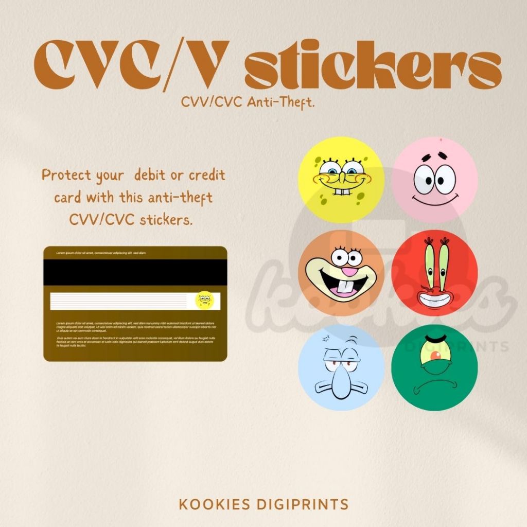 SPONGEBOB | PATRICK | Cute | Kawaii CVV/CVC Cover Stickers - waterproof ...