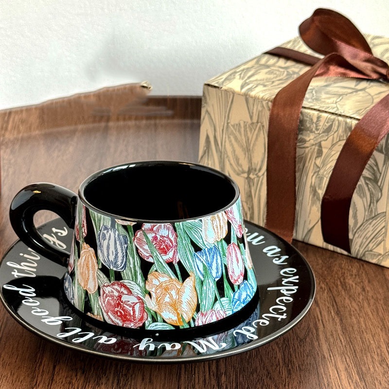 260ml Nordic Ceramic Mug Gift Set Cappuccino Cups Coffee Cup and Saucer ...