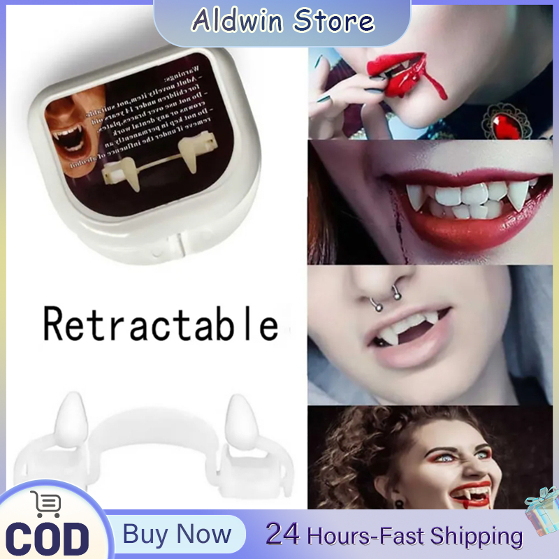 Vampire Fake Teeth Retractable Dracula Teeth Halloween Monster ...