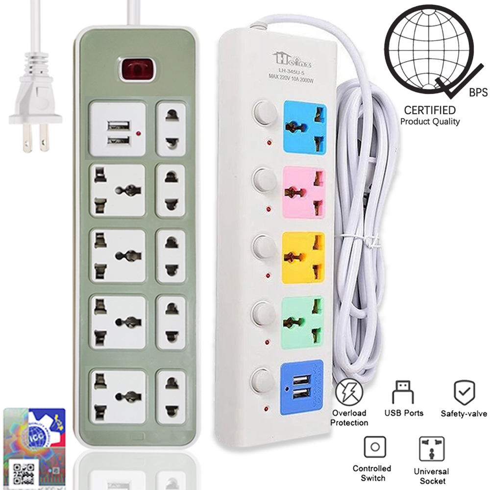 Multi Function Socket Extension Outlet Socket Power Sockets Strip With 4 Socket And 2 Usb With
