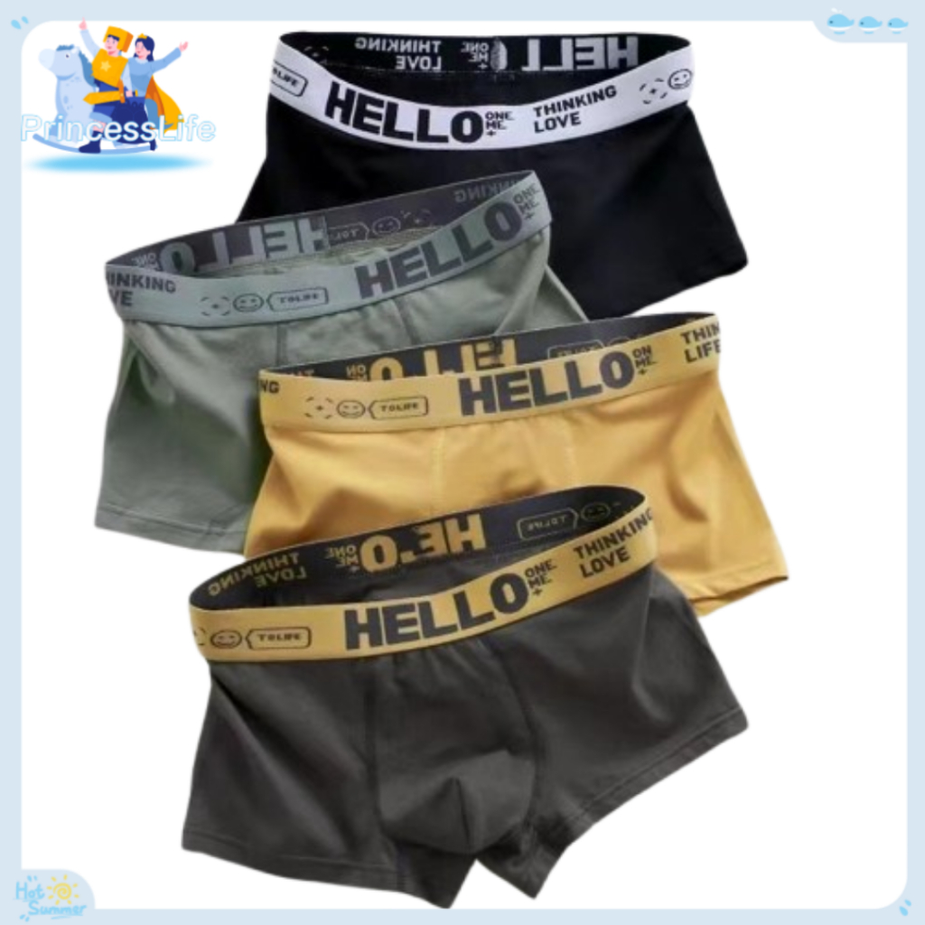 PRINCESS LIFE Cotton Boxer Shorts Men's Underwear Korean Style ...
