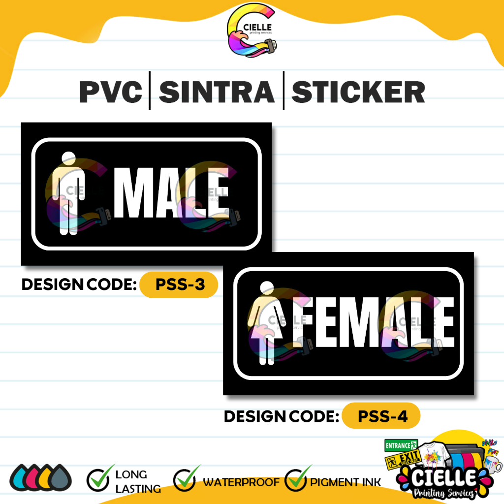 PVC SINTRA STICKER SIGNAGES (PSS-3 & PSS-4) - MALE/FEMALE COMFORT ROOM ...