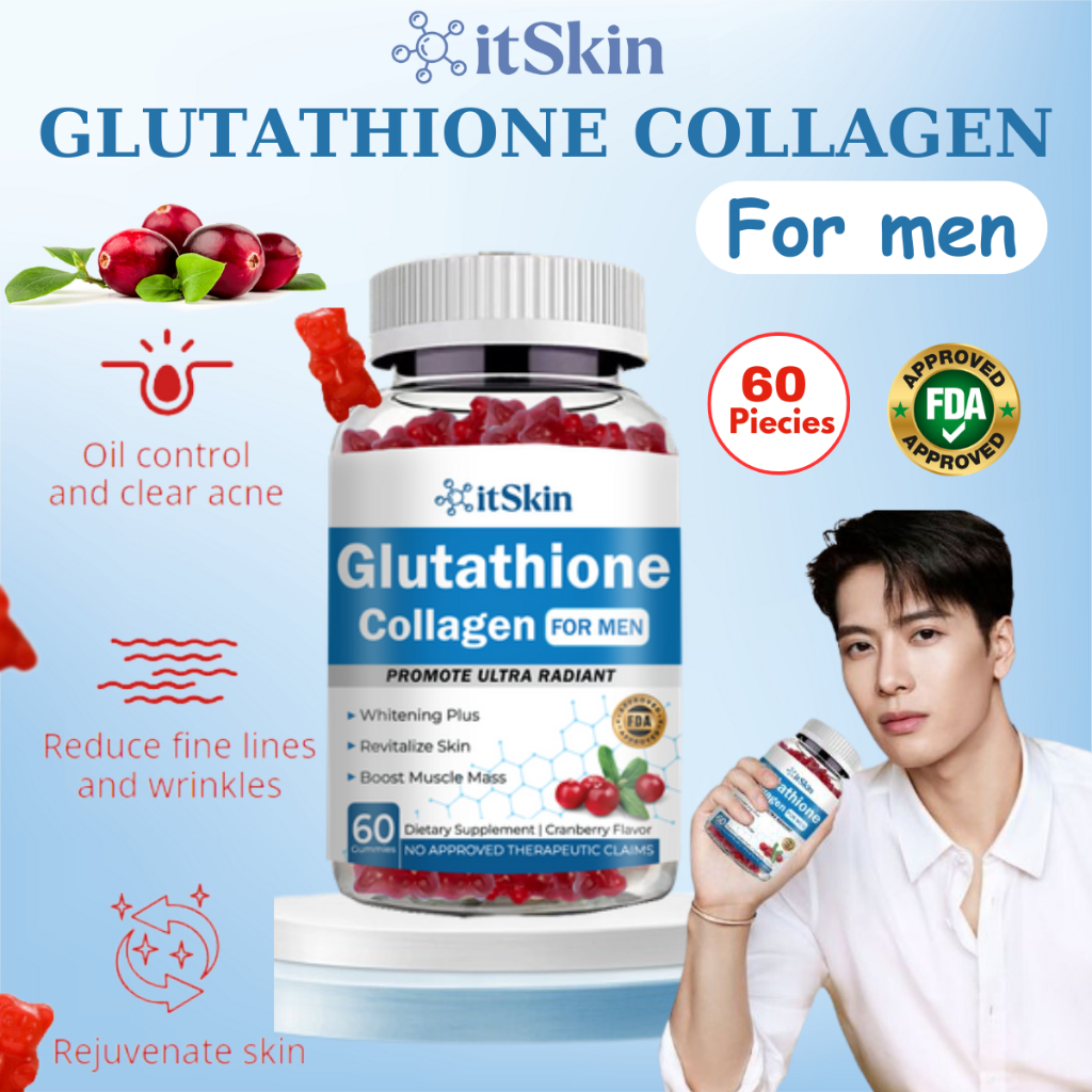 ITSKIN Glutathione Collagen Gummies For Men Whitening Skin Anti-Aging ...