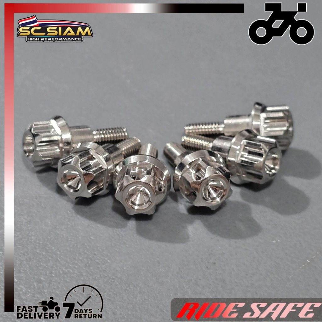 SC SIAM CNC CVT / CRANKCASE COVER BOLTS / SET OF 6 / NMAX V1 V2 / AEROX ...