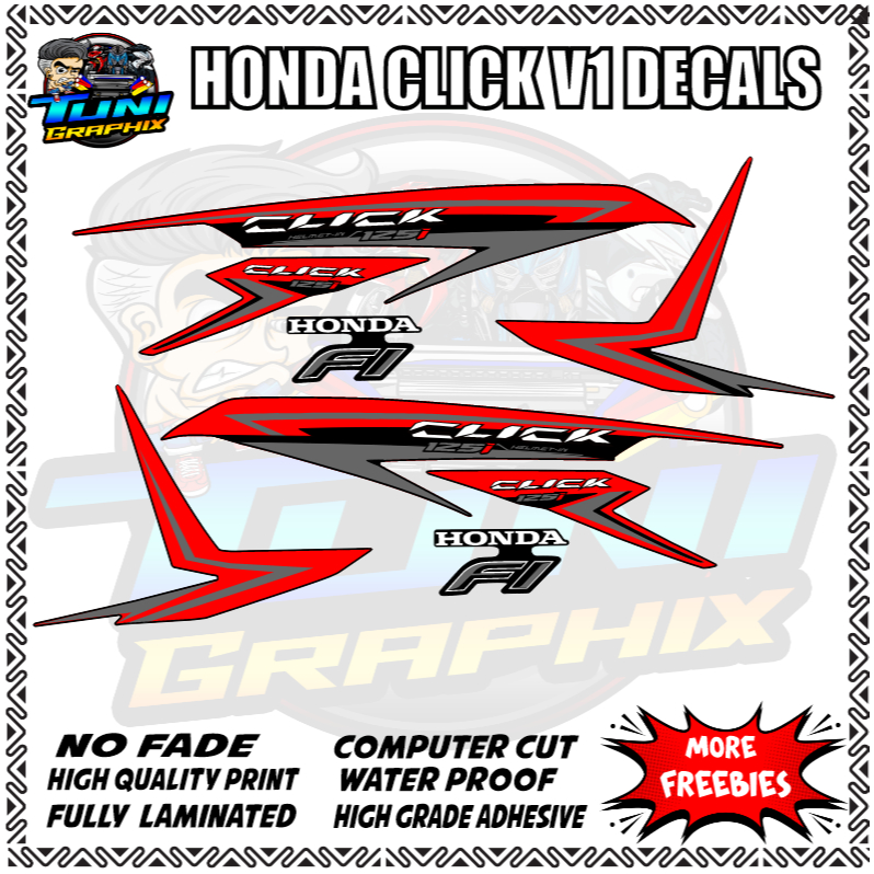 Honda Click 125i V1 Decals (HIGH QUALITY PRINT,LAMINATED,WATERPROOF ...