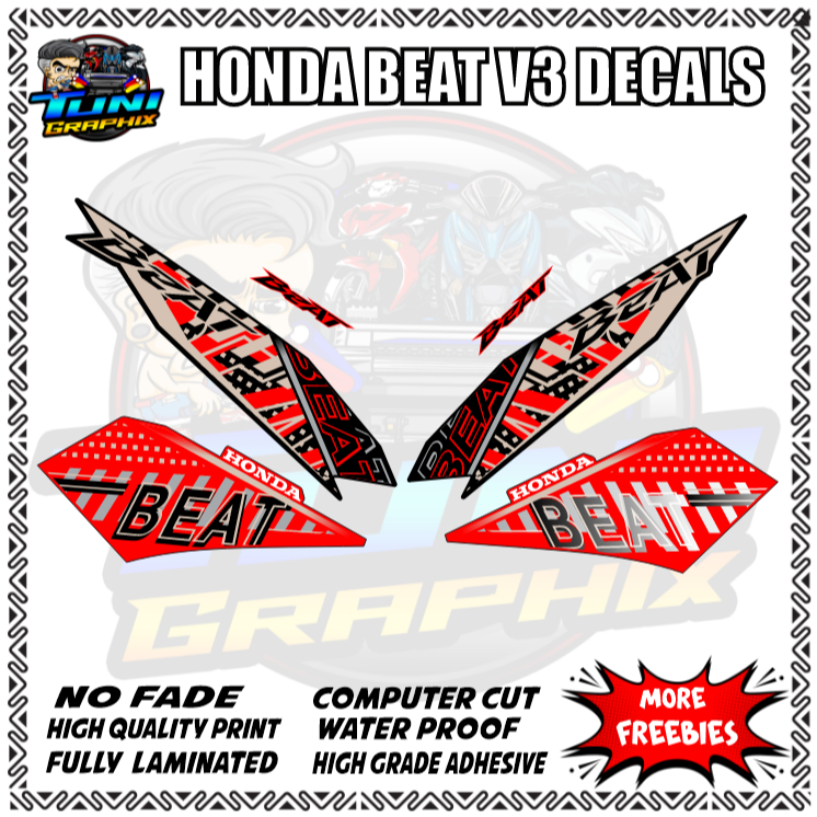 Honda Beat 110i V3 2023 Bandana Decals - High Quality Print, Laminated ...