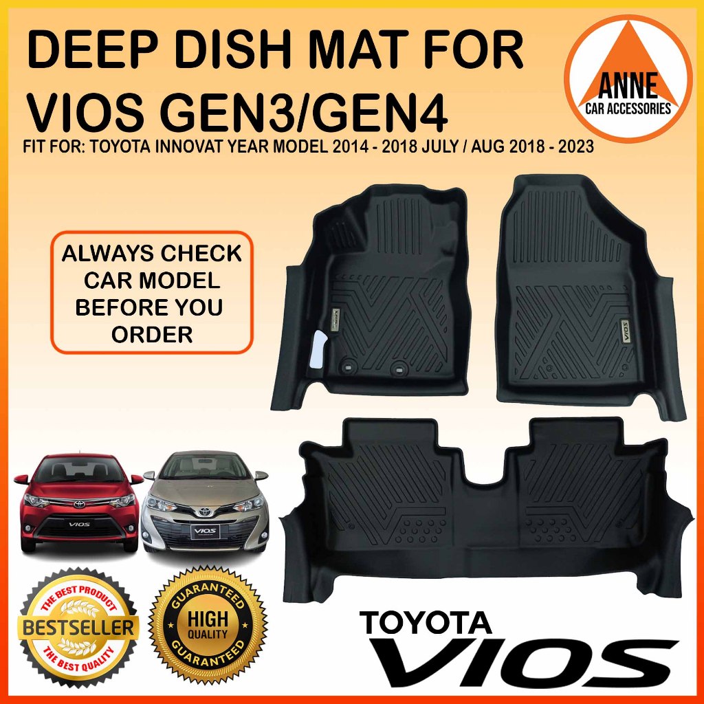 TPE Carbon Fiber Deep Dish Matting for Toyota Vios Gen 3 2014 - 2018 ...