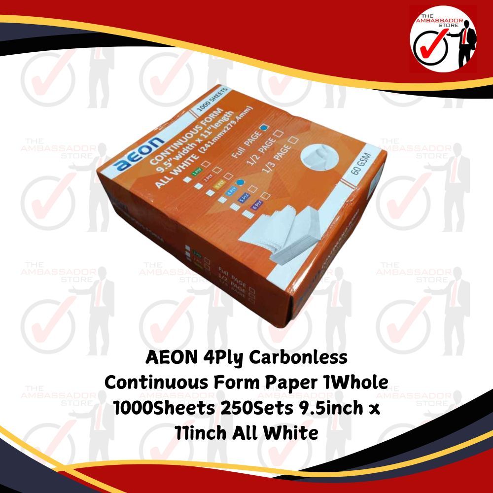 AEON 4Ply Carbonless Continuous Form 60gsm 1Whole Page 1000Sheets 9.5 X ...