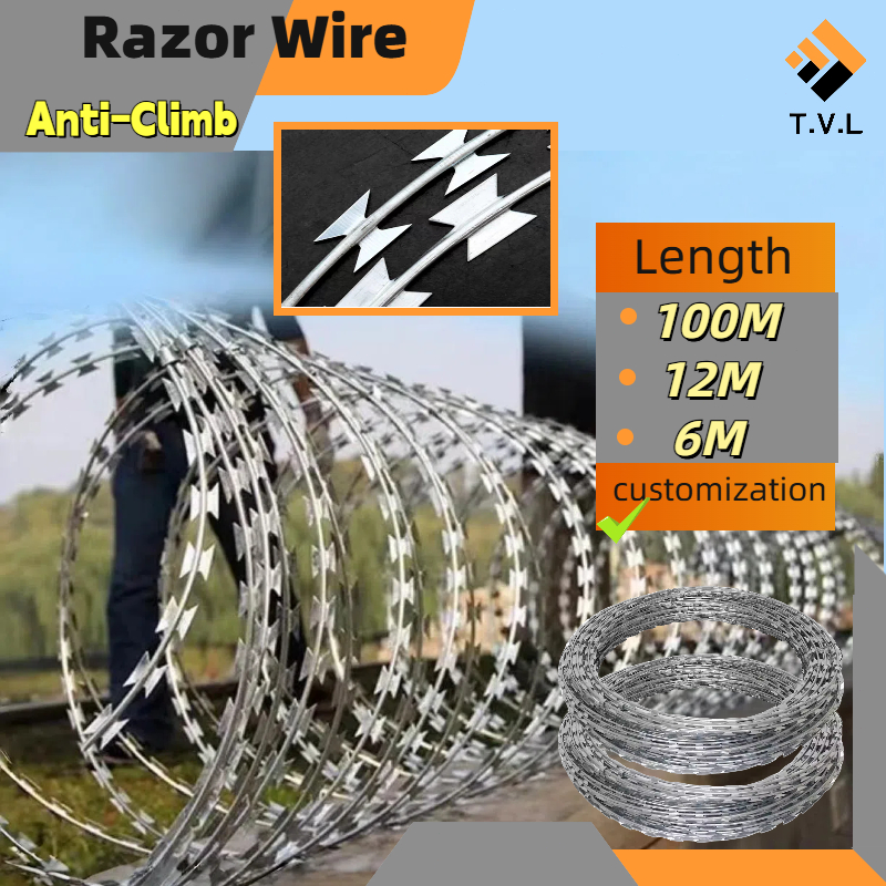 Sharp Razor Wire Fence Razor Barbed Combat Blade WireBTO-22 Electro ...