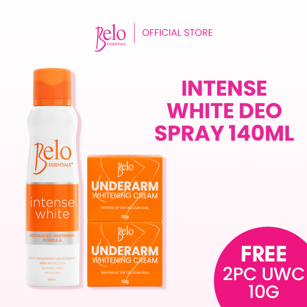 Belo Intense White Deo Spray 140mL + Free 2pc Underarm Whitening Cream ...