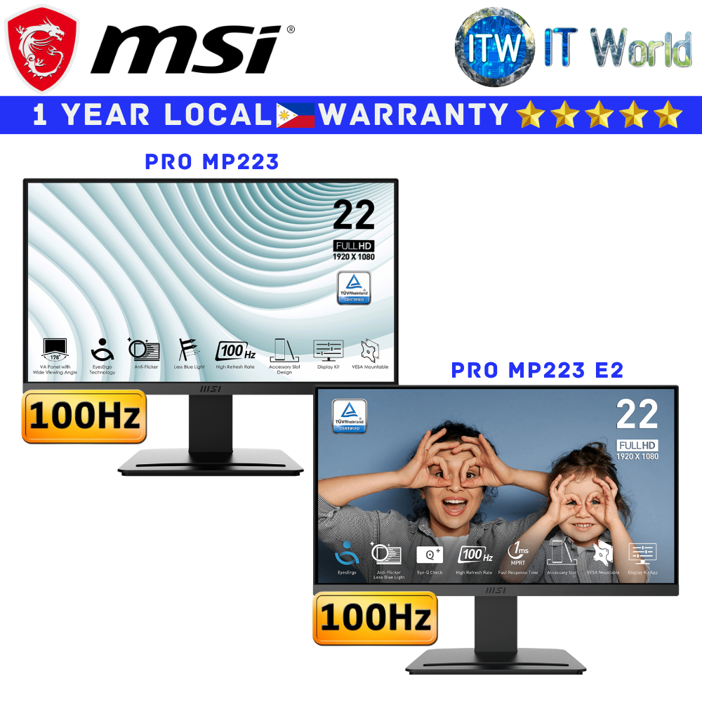 Itw | MSI Monitor Pro MP223/MP223 E2 21.45" 1920x1080 FHD / 100Hz / VA / 1ms MPRT, 4ms GTG ...