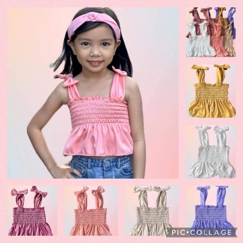 Ribbon Smocked Peplum for Girls Kids Fashion Wear Quiana fabric ...