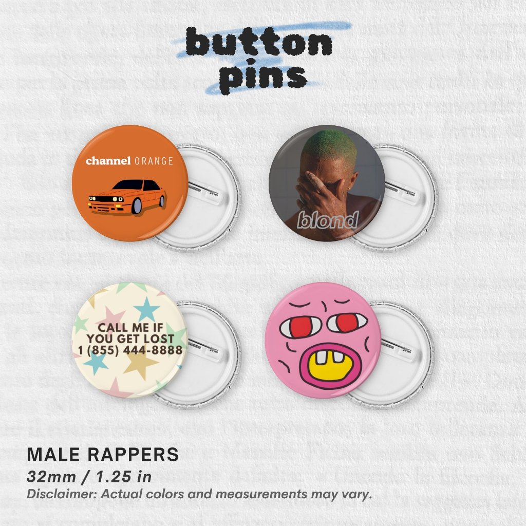 Male Rappers 32mm/1.25" badge button pins frank ocean tyler the creator ...