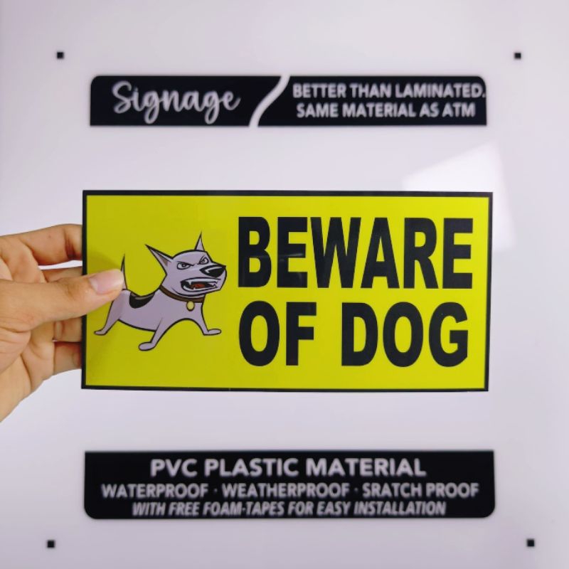 SIGNAGE - BEWARE OF DOG - PVC PLASTIC MATERIAL SIGNAGE | Shopee Malaysia