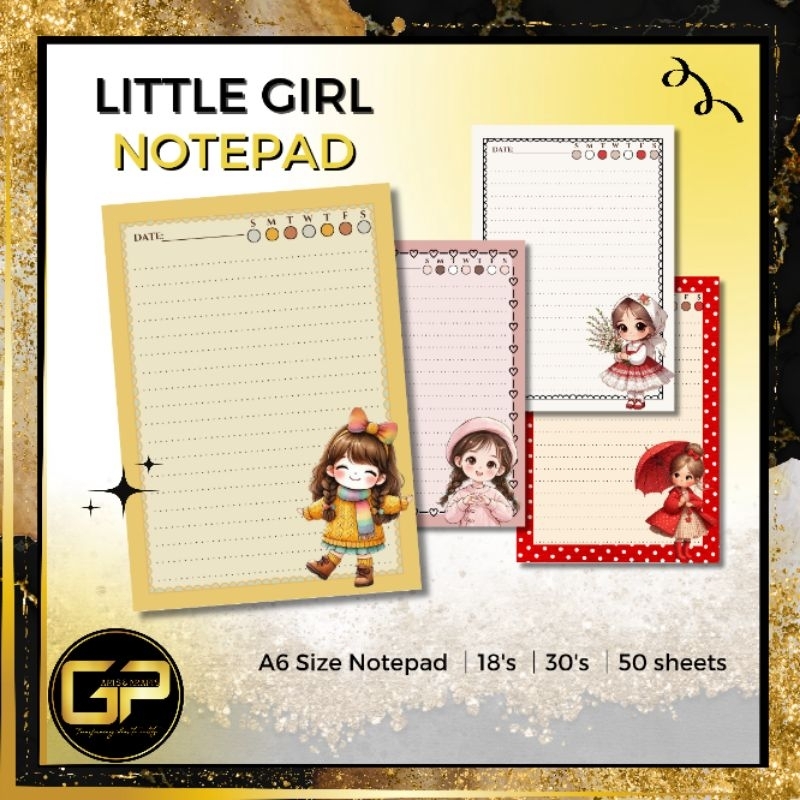 A6 Little Girl Notepad 4 x 6 inches 18's 30's 50 sheets Perfect for ...